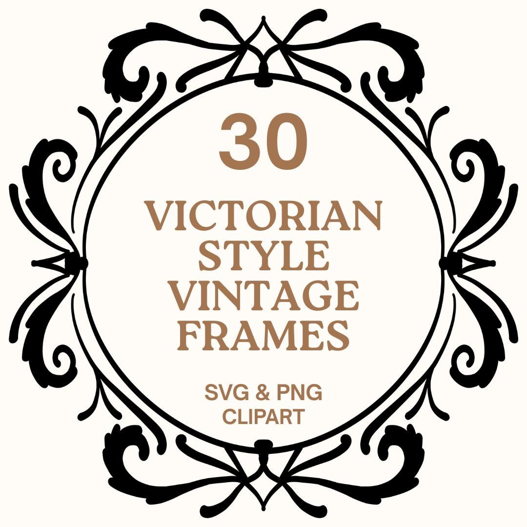 30 Victorian Rococo Vintage Ornate Frame Bundle | SVG PNG Clipart for ...
