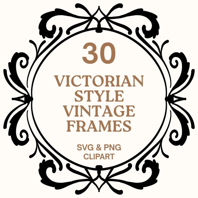 30 Victorian Rococo Vintage Ornate Frame Bundle | SVG PNG Clipart for ...