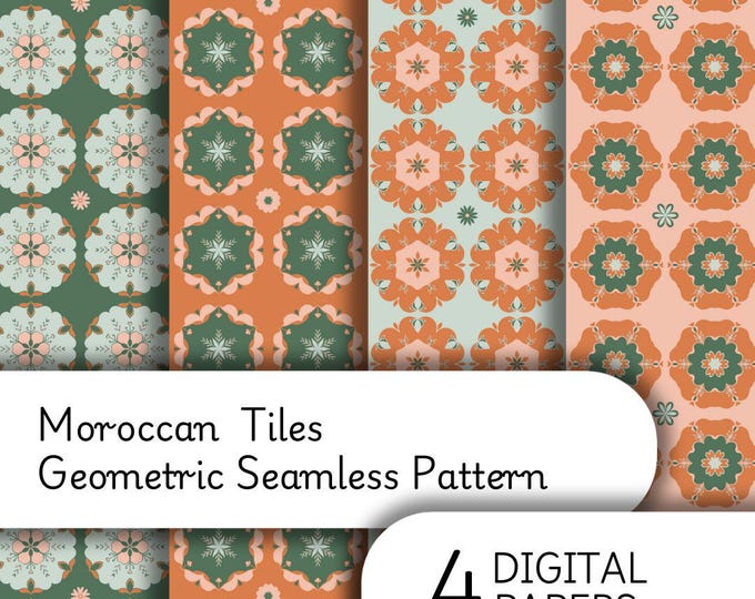 24 Moroccan Tile Digital Paper Images, Instant Download, Clip Art ...