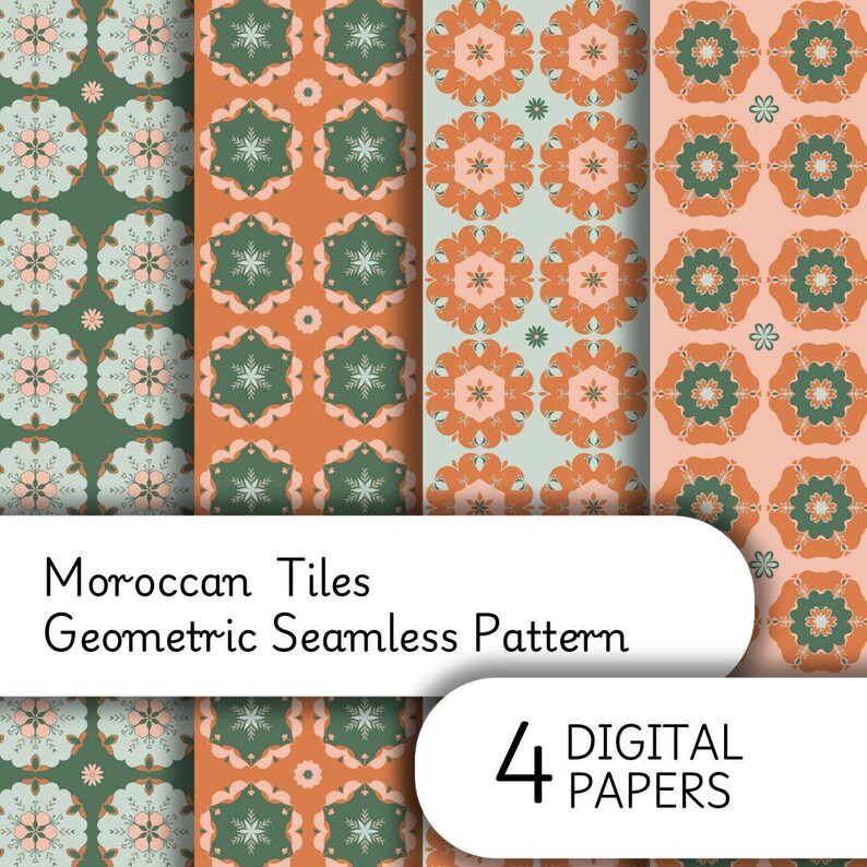 Retro Printable Pattern | Digital Paper Earth Toned Moroccan Tile ...