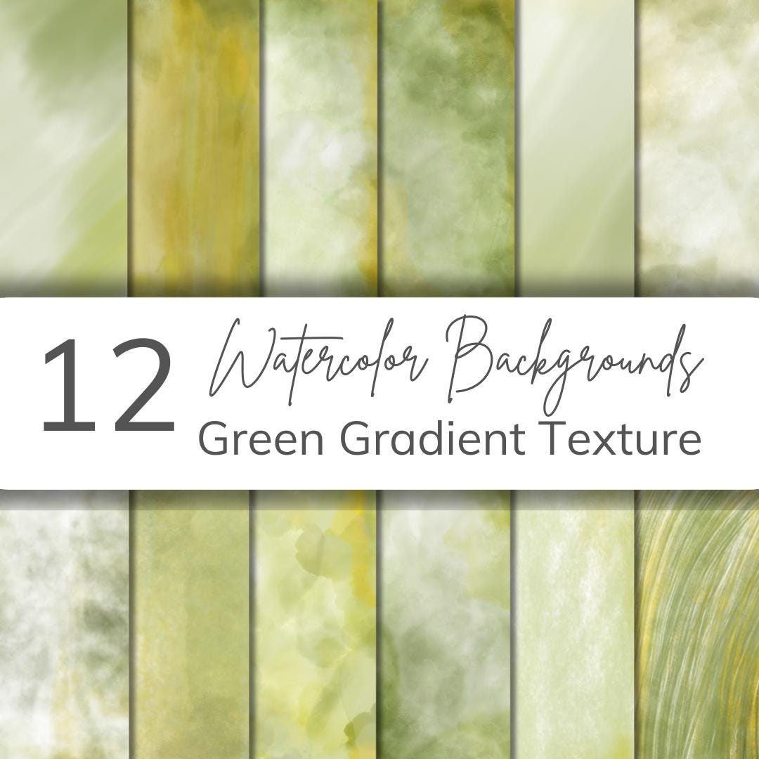 12 Gradient Green Watercolor Texture Background | Perfect for Card ...