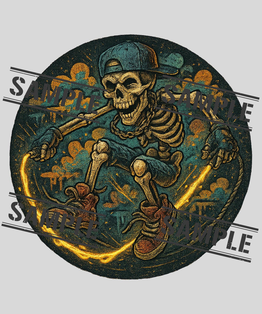 Jumping Skeleton PNG – Streetwear Skull Art, Graffiti Comic Style ...