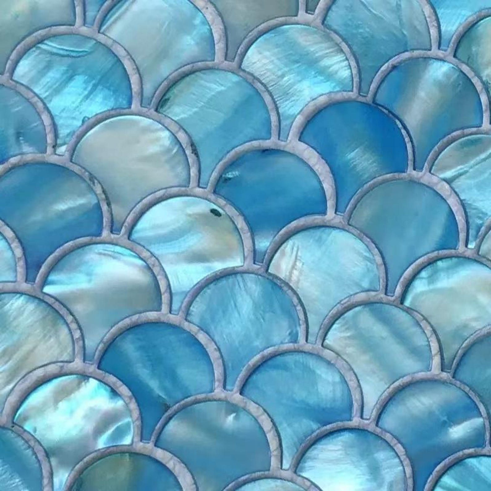 Dying Blue Fish Scale Mother of Pearl Mosaic Kitchen Backsplash ...