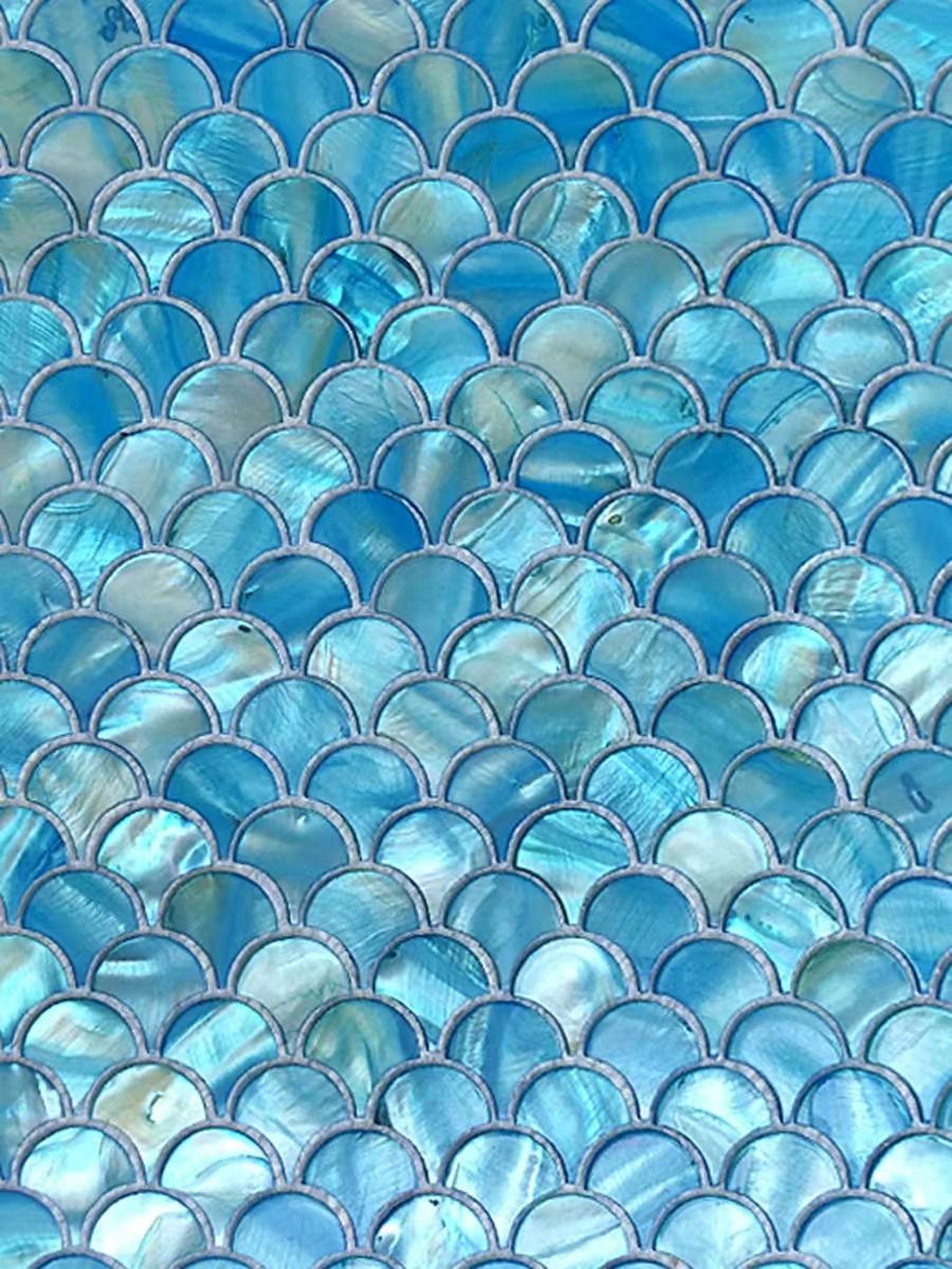 Dying Blue Fish Scale Mother of Pearl Mosaic Kitchen Backsplash ...