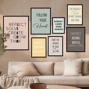 Set of 7 Motivational Quote Wall Prints | Minimalist Typography Posters ...