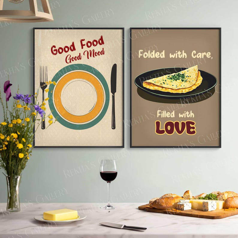 Decorative Kitchen Wall Art - Folded Omelette Poster for Restaurant ...