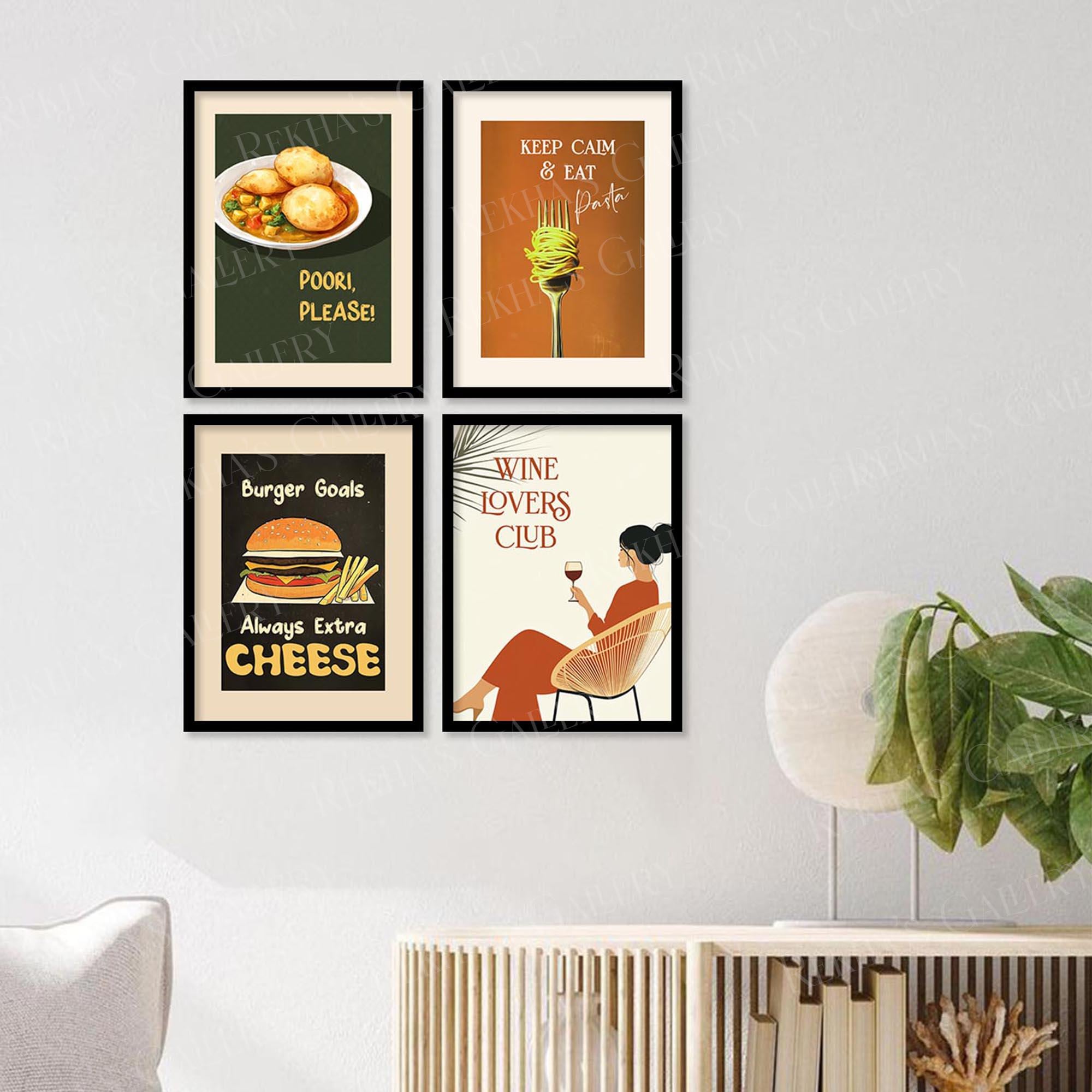 Vintage Foodie Digital Wall Art Set: Pasta, Burgers, Wine, and More ...