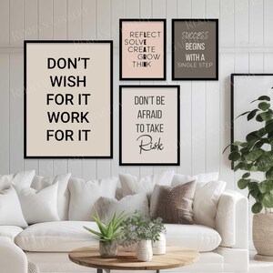 Set of 7 Motivational Quote Wall Prints | Minimalist Typography Posters ...