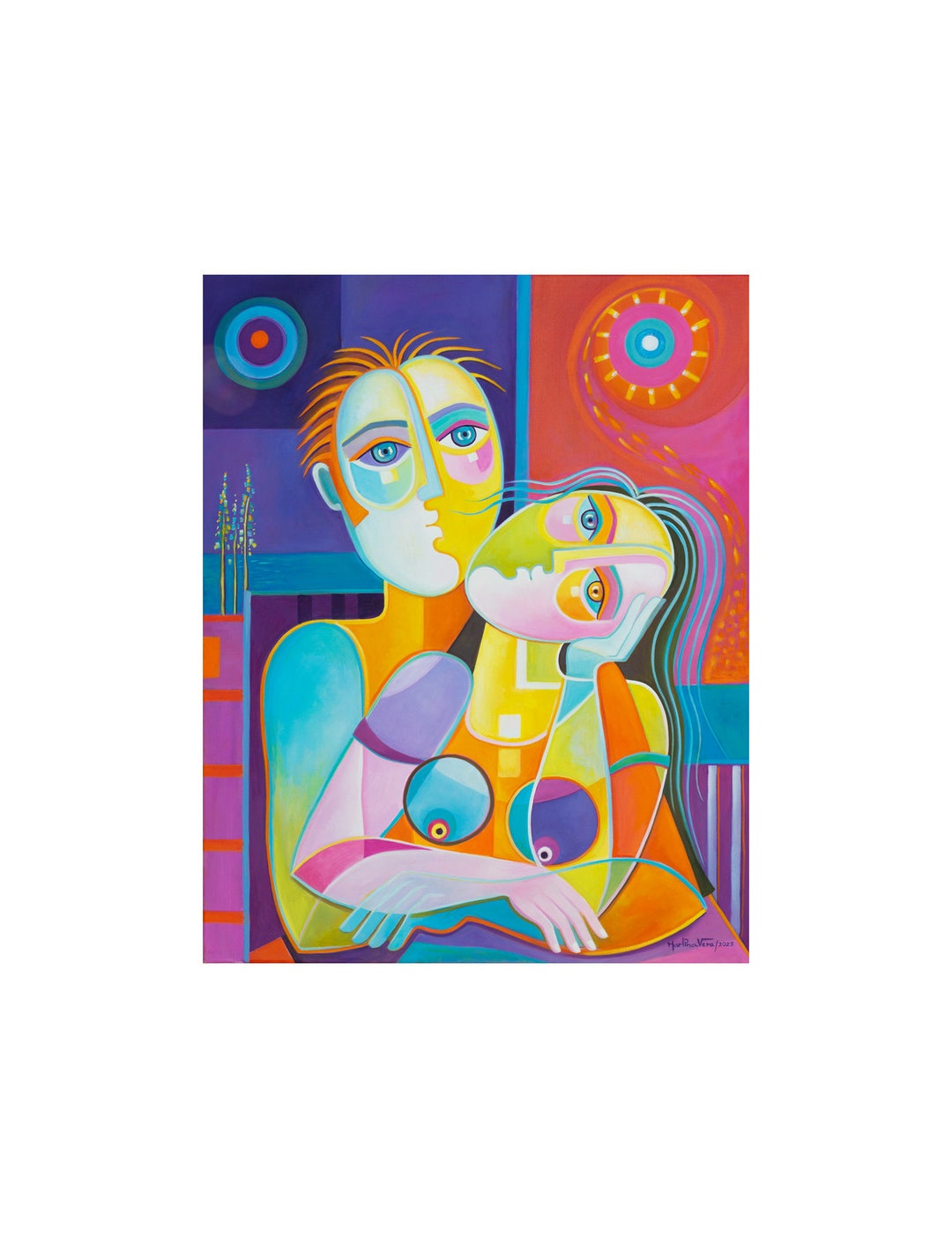 Abstract Original Oil Painting, Cubist Contemporary Figurative Art ...