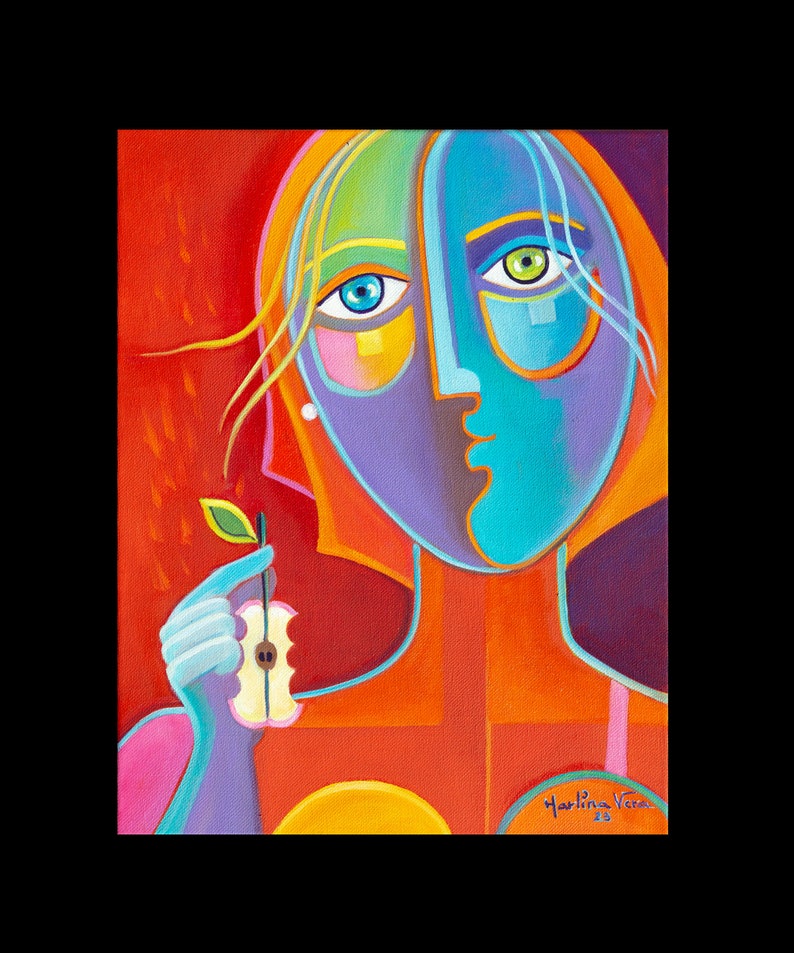 Eve Without Apple Original Cubism Oil Painting, Marlina Vera ...