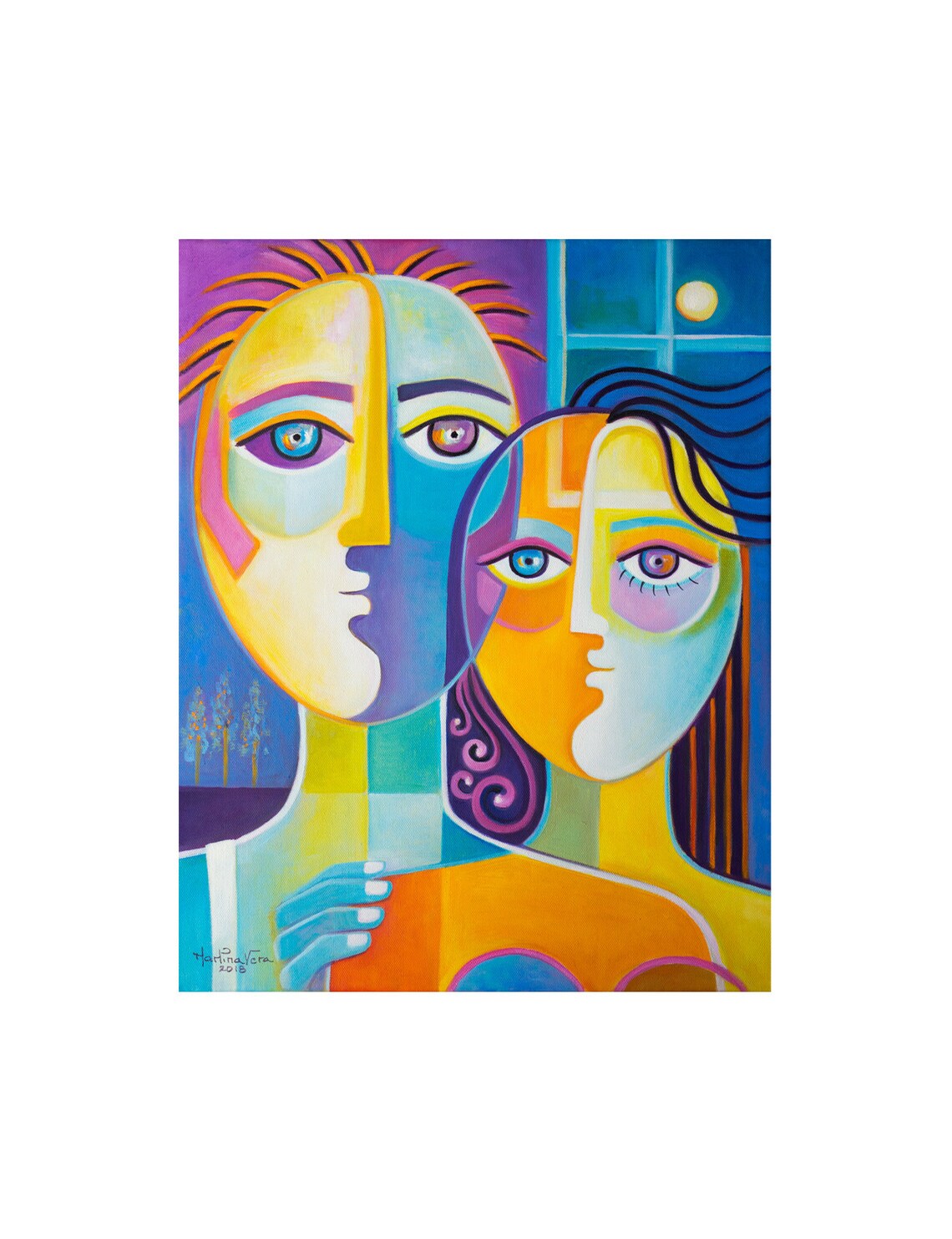 Abstract Cubism Original Oil Painting Canvas Marlina Vera Fine - Etsy