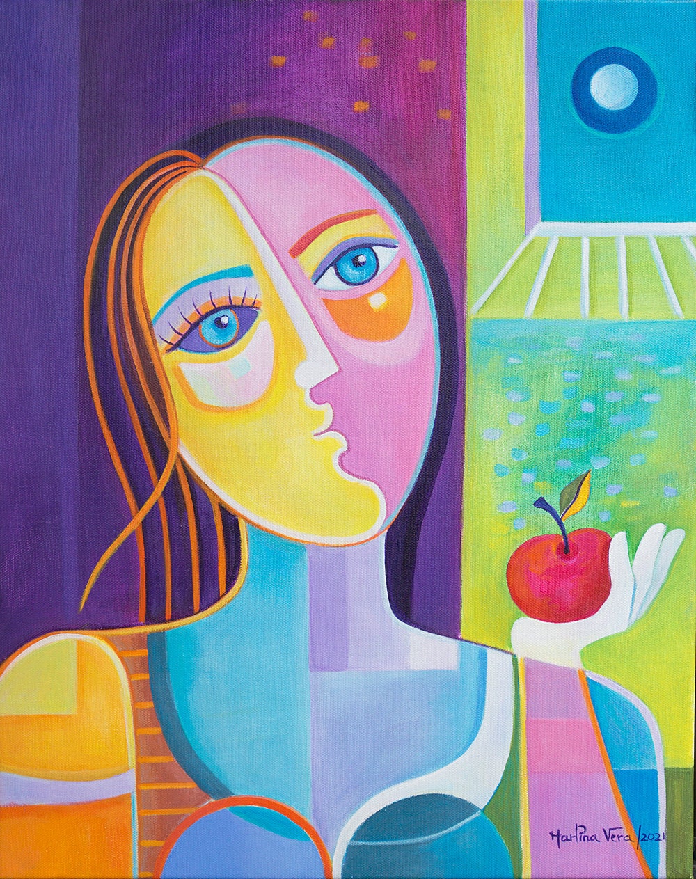 Cubism Abstract Art, Original Painting on Canvas, Marlina Vera Fine ...