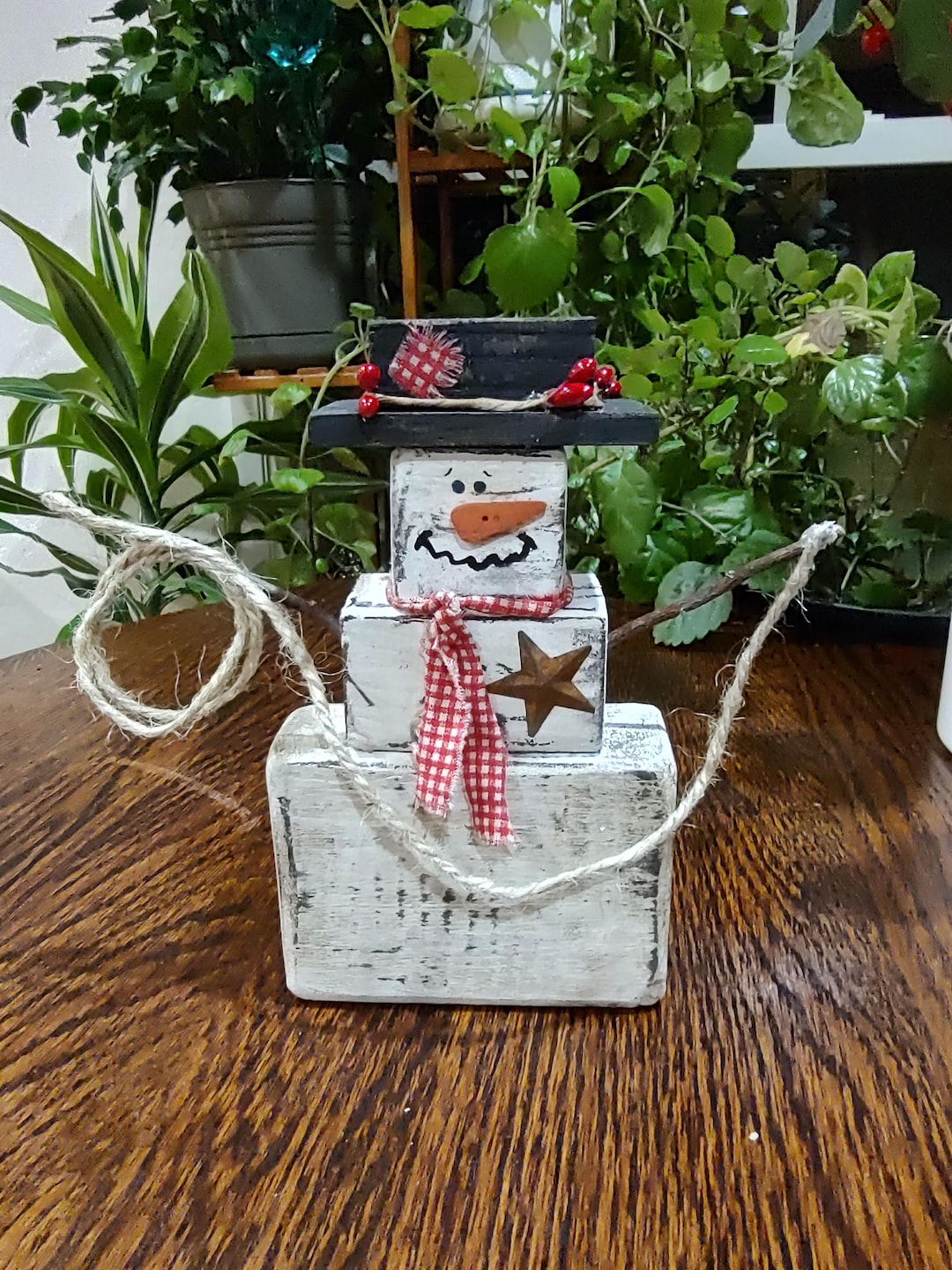 Winter Wooden Block Snowman, Rustic, Handcrafted, Wood Craft, Christmas ...