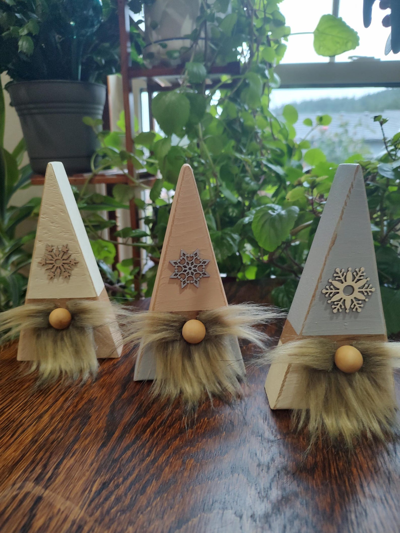 Set of 3, Wooden Gnomes, Shelf Sitter, Mantel, Distressed, Gonks ...