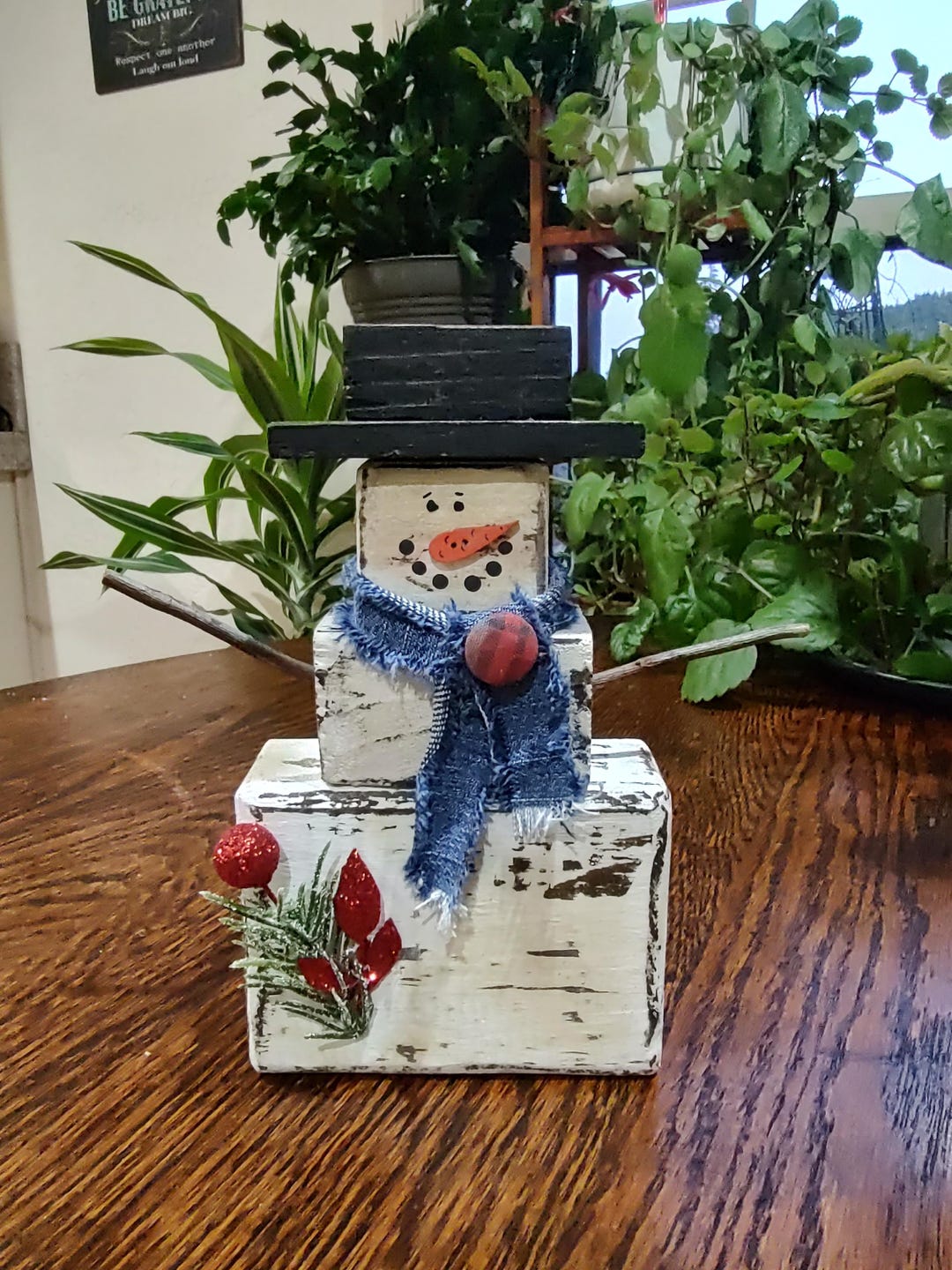 Winter Wooden Block Snowman, Rustic, Handcrafted, Wood Craft, Christmas ...