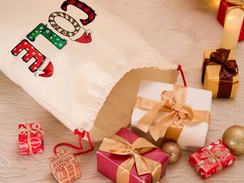 Initial Santa Sack for Family,custom Christmas Name Santa Bag ...