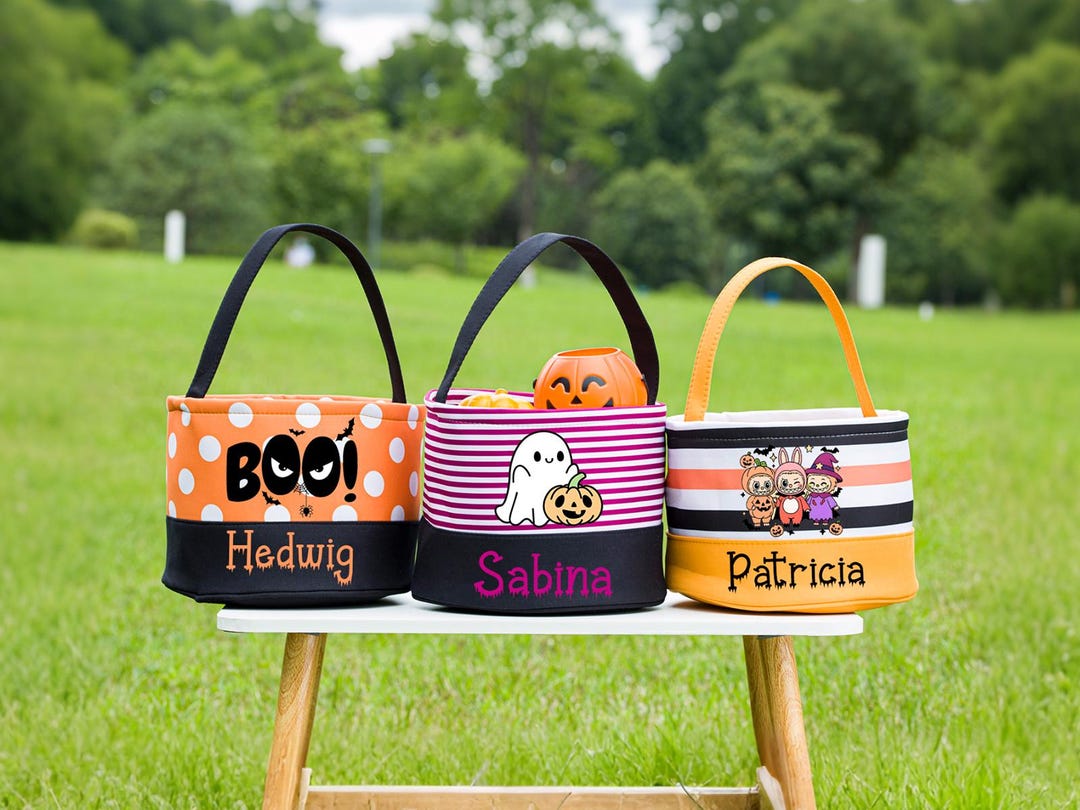 Custom Halloween Gift Bag,personalized Trick or Treat Basket,canvas ...