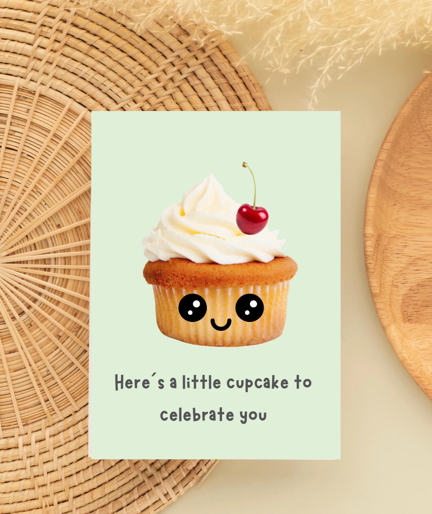 Cute Cupcake Birthday Card Printable, Sweet Celebration Card, Digital ...
