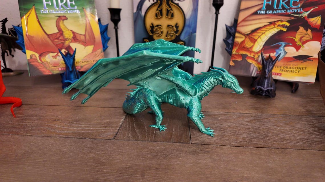 Wings of Fire Inspired Seawing Dragon - Tsunami 3D Printed Dragon - Etsy
