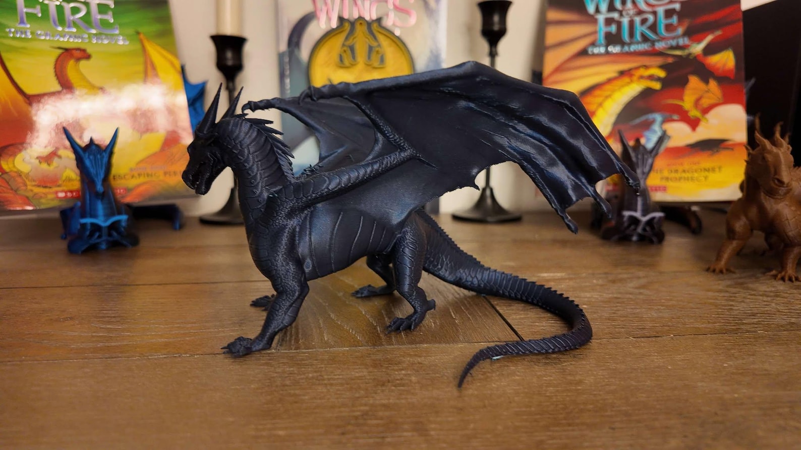 Wings of Fire Inspired Nightwing Dragon - Moon 3D Printed Dragon - Etsy