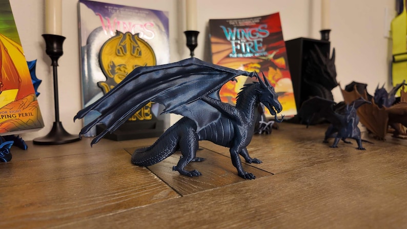 Wings of Fire Inspired Nightwing Dragon - Moon 3D Printed Dragon - Etsy