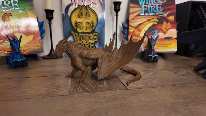 Wings of Fire Inspired Mudwing Dragon - Clay 3D Printed Dragon - Etsy