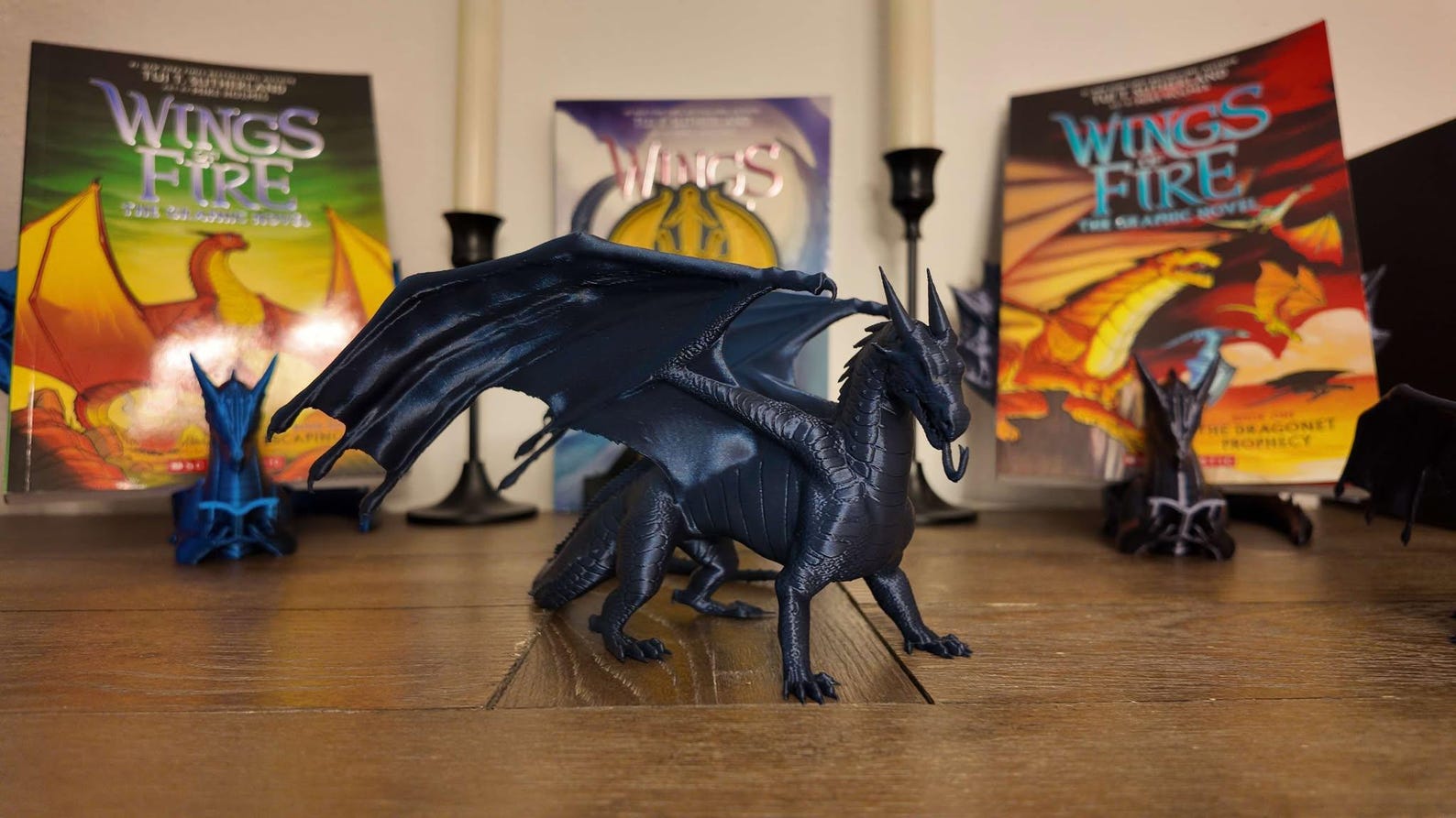 Wings of Fire Inspired Nightwing Dragon - Moon 3D Printed Dragon - Etsy
