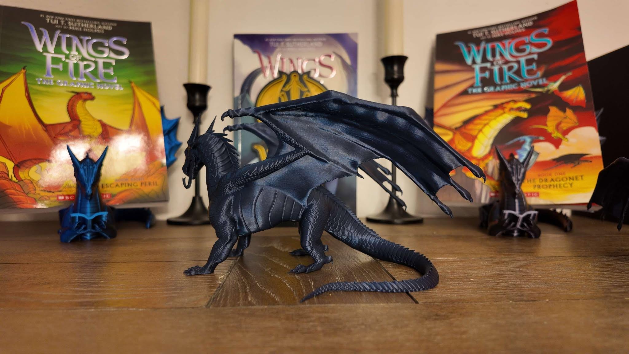 Wings of Fire Inspired Nightwing Dragon - Moon 3D Printed Dragon - Etsy
