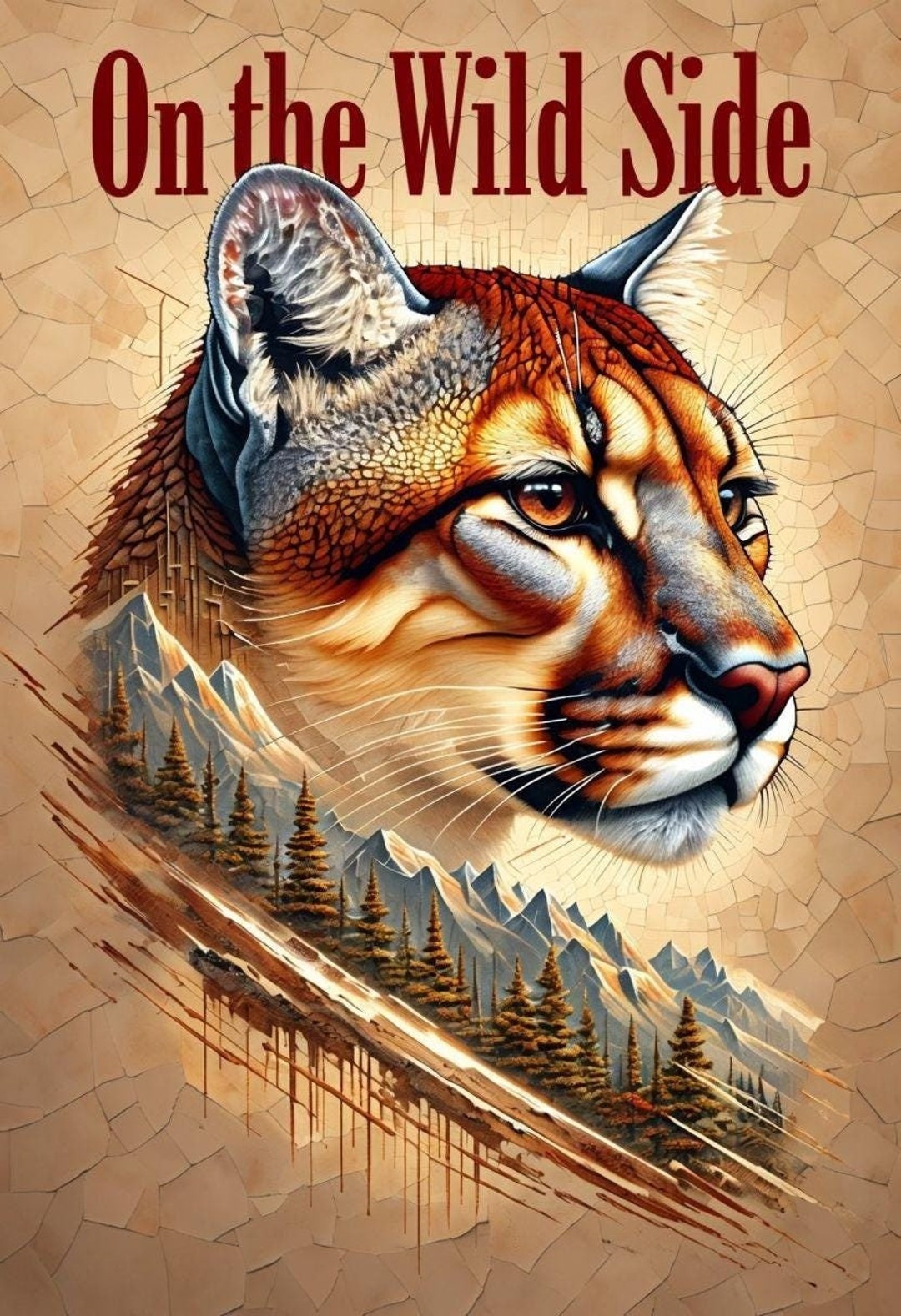 Wild Side Digital Download File, Bold Animal Art, Cougar - Etsy