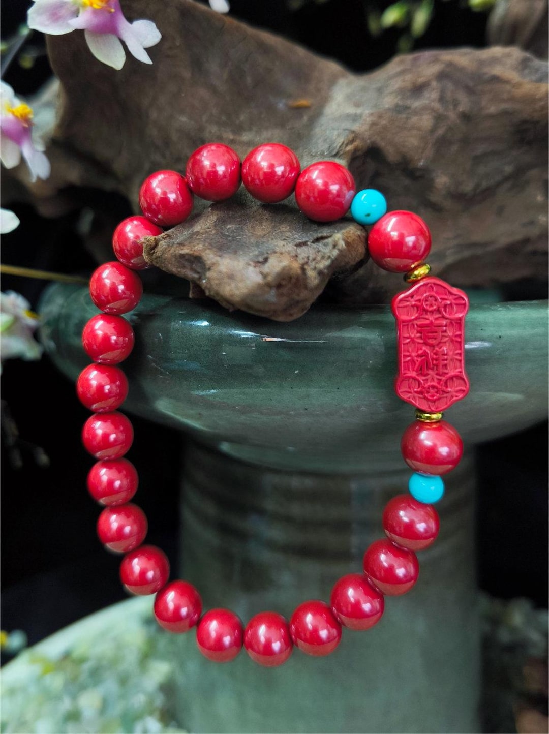 Imperial Vermilion Stretch Beaded Bracelet, Original Design, Purely ...