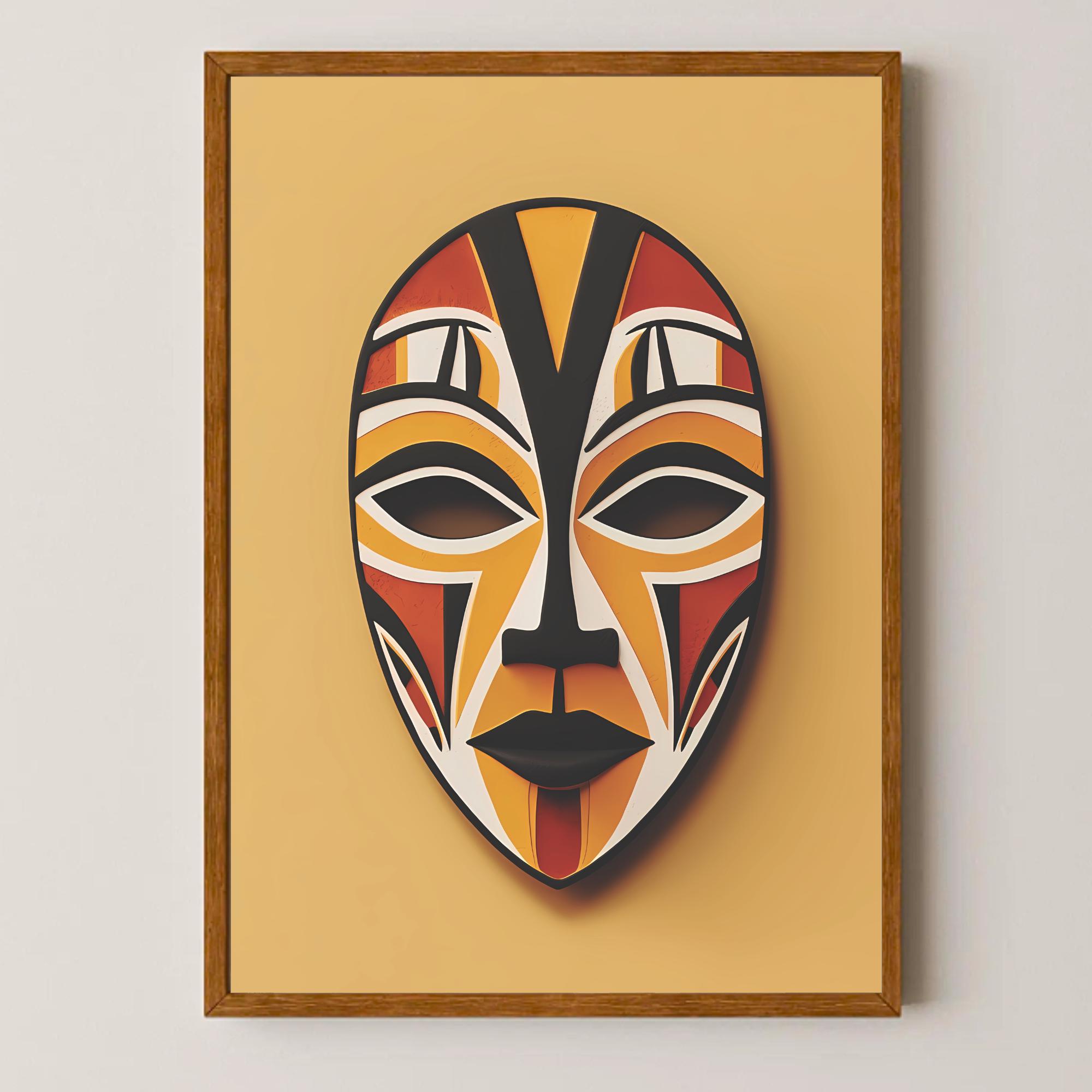 Minimalist African Mask Art Print, Stylish Cultural Printable, Tribal ...