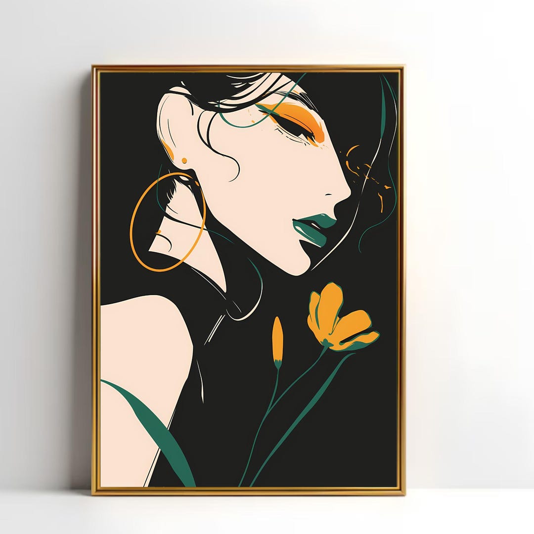 Poetic Lines, Minimal Woman Drawing for Calm, Modern Decor (digital ...