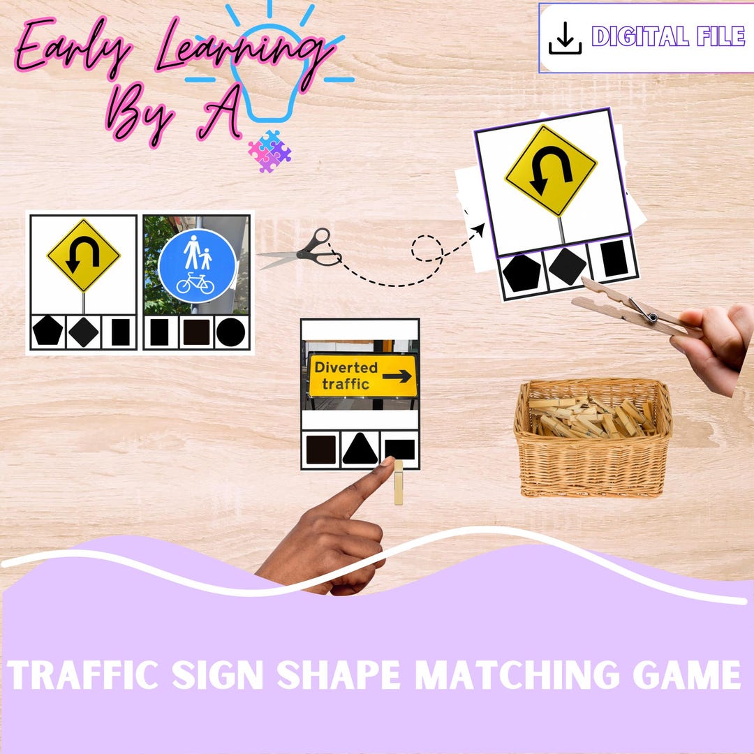 Traffic Sign Shape Matching Game: Printable Preschool Activity for Fine ...