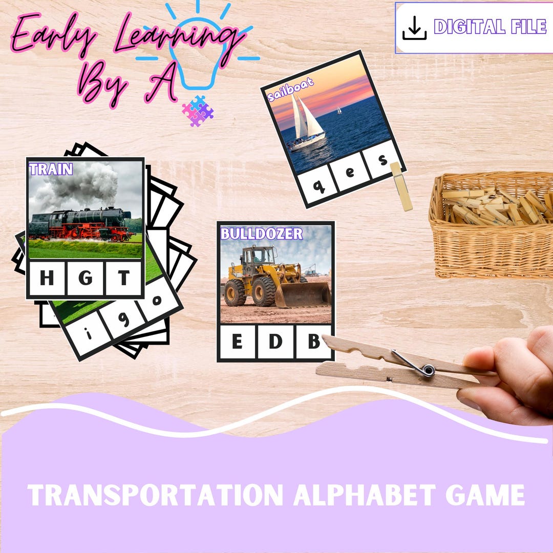 Transportation Alphabet Game: Printable Preschool Phonics Activity for ...