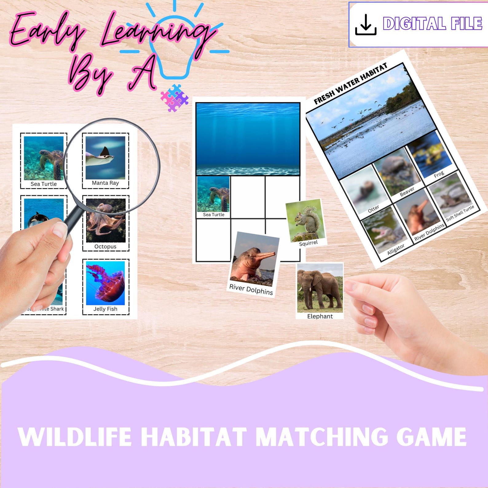 Printable Wildlife Habitat Matching Game: Educational Ecosystem ...