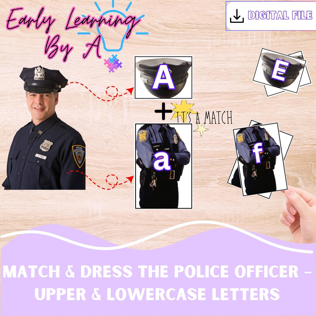 Police Officer Matching Game - Uppercase Lowercase Letter Activity - Etsy