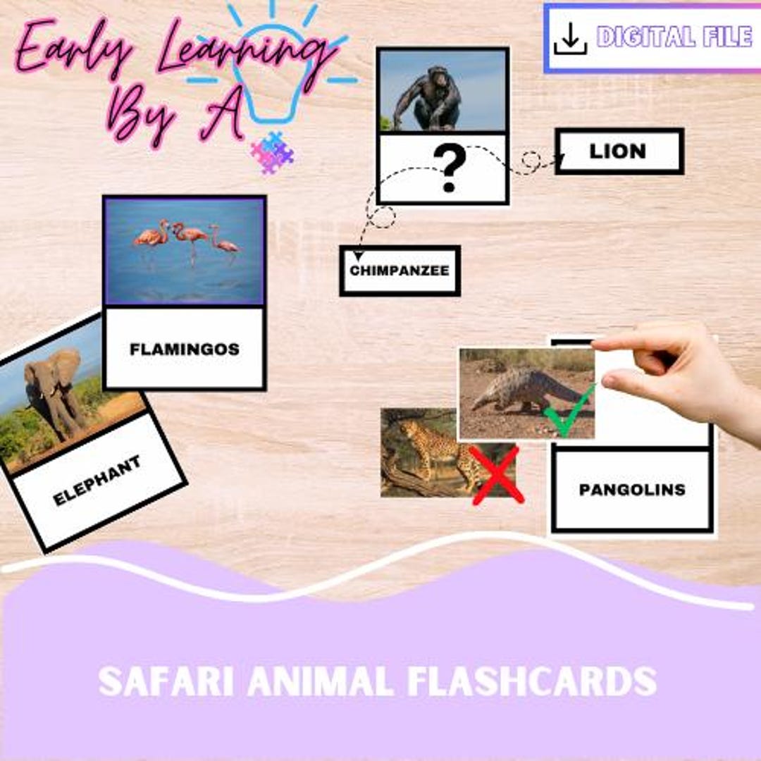 Printable Safari Animal Flashcards: Preschool Wildlife Vocabulary ...