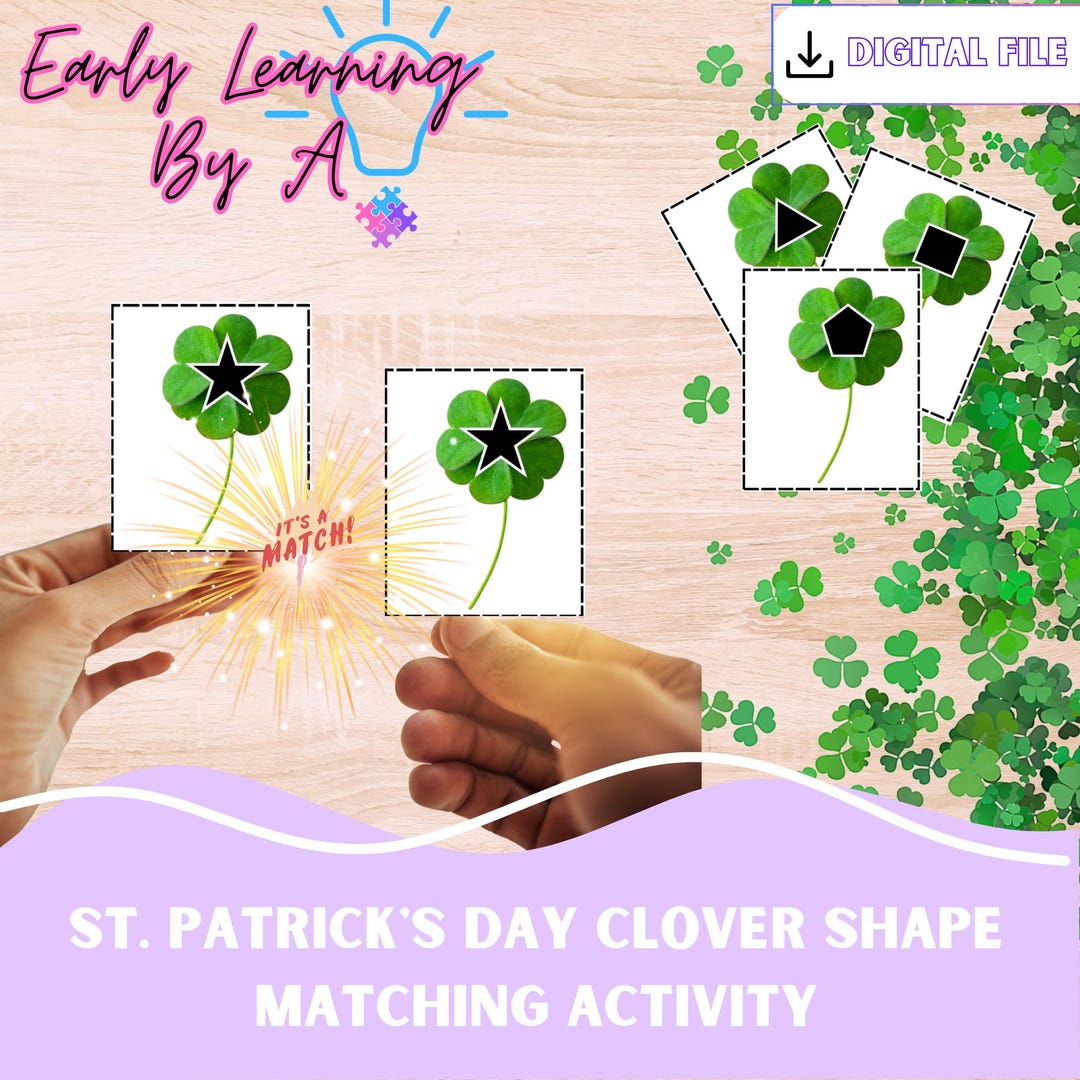 St. Patrick's Day Memory Game With Four-leaf Clovers Shapes - Etsy