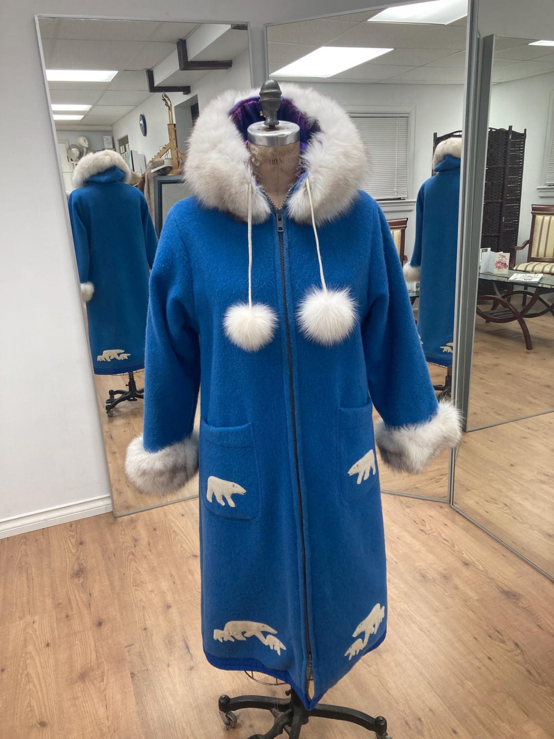 Authentic Inuit Parka/ Lovingly Restored With New Fur/cobalt Blue Wool ...