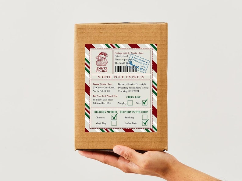 Editable North Pole Express Santa Gift Label Template Printable ...