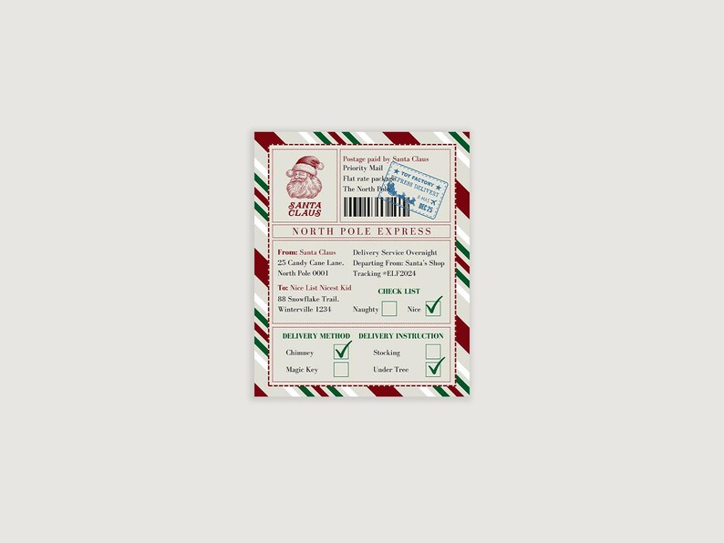 Editable North Pole Express Santa Gift Label Template Printable ...