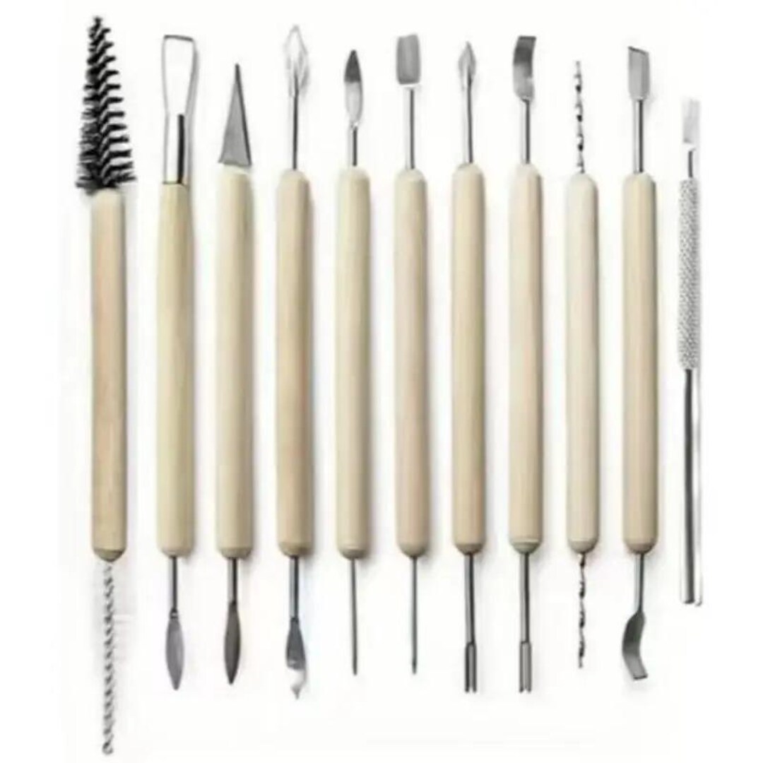 11pcs/set Pottery Tools Wood Double-ended Wire Knife for Clay Repair, Clay Sculpture Carving ...