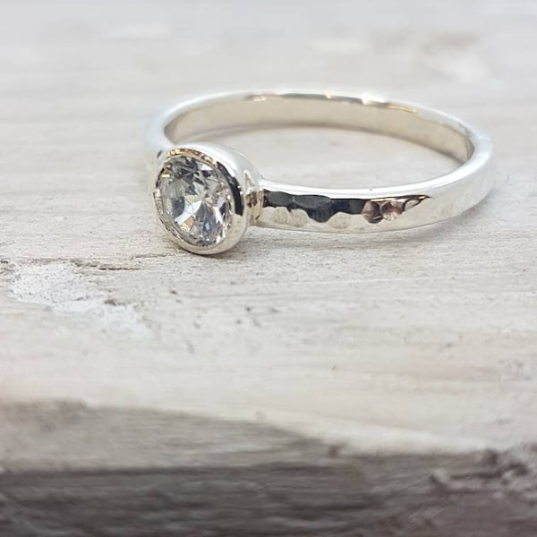 Hammered Engagement Ring - Etsy