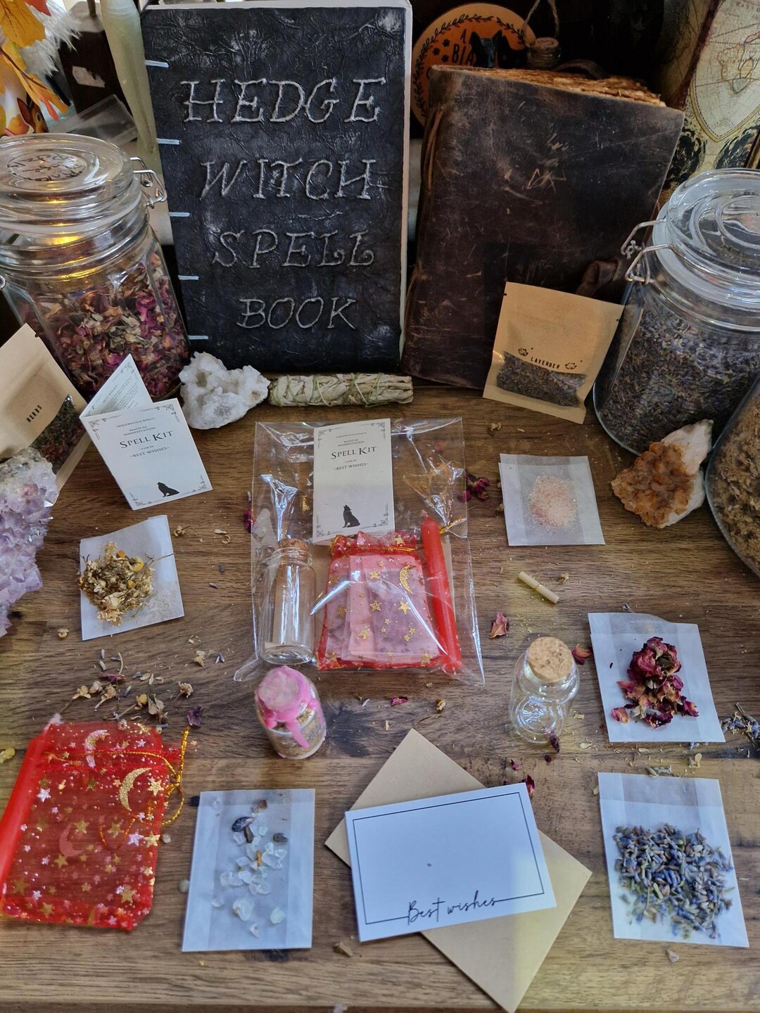 Wishes Spell Jar Gift Set, Crystals, Candle, Herbs - Etsy