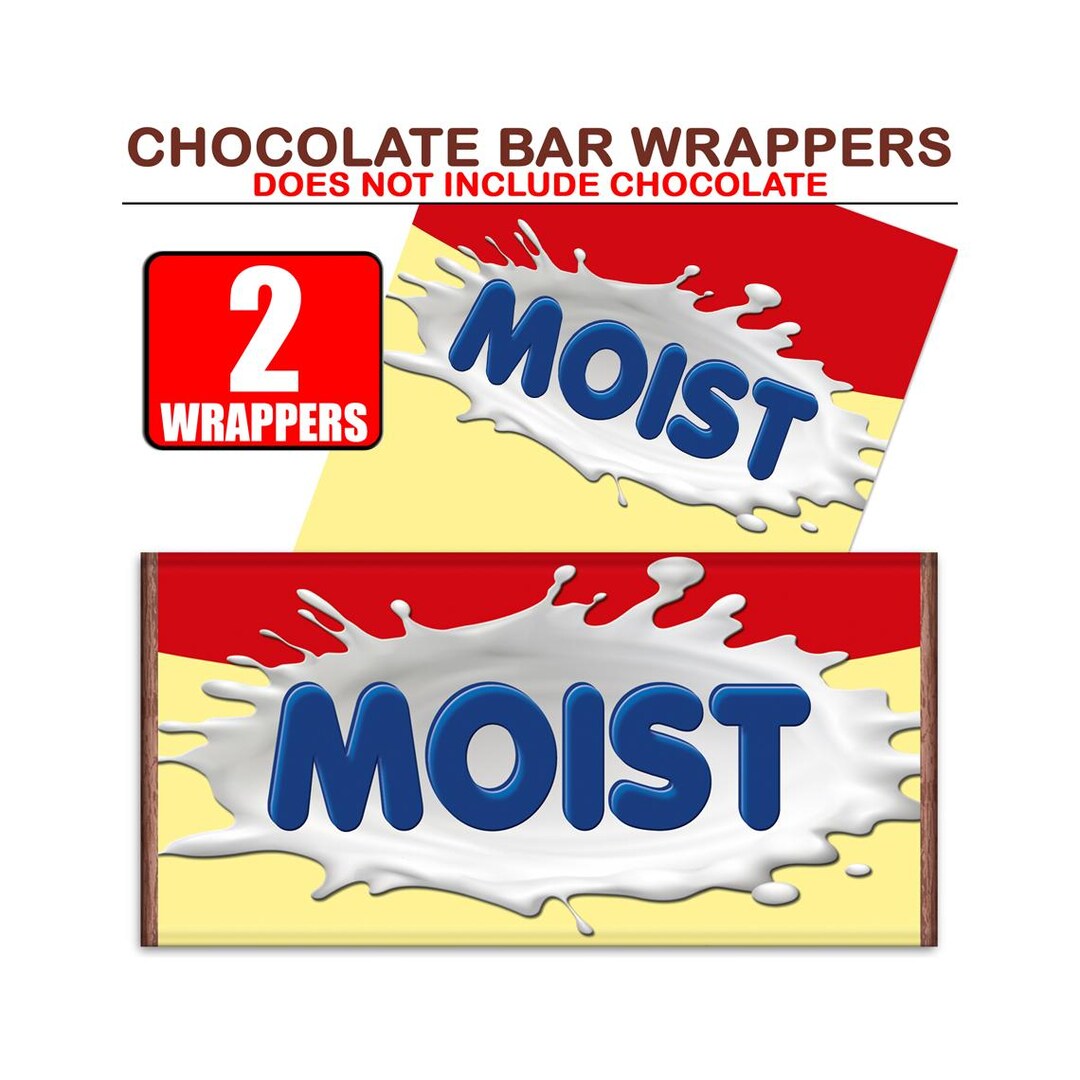 2x MOIST Rude Chocolate Bar Wrappers. Funny Sweet Candy Cover Joke Fun ...