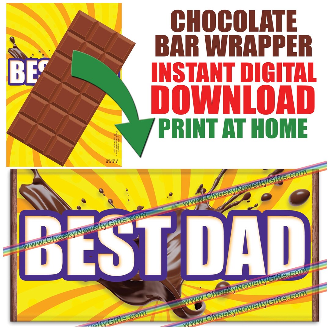 BEST DAD Chocolate Bar Wrappers Digital Download. Instant Funny Novelty ...