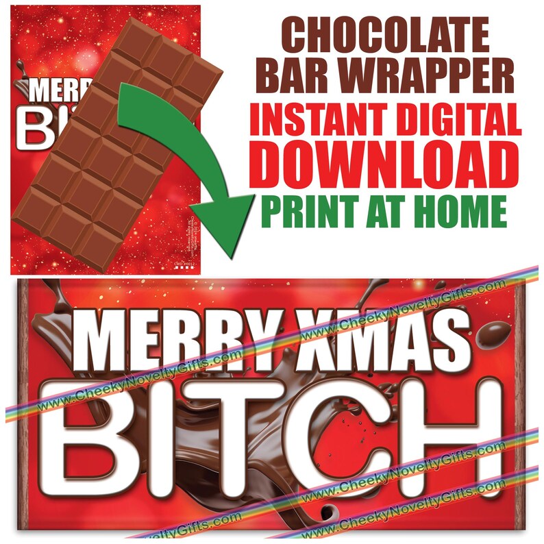 MERRY XMAS BITCH Rude Chocolate Bar Wrappers Digital Download. Instant ...
