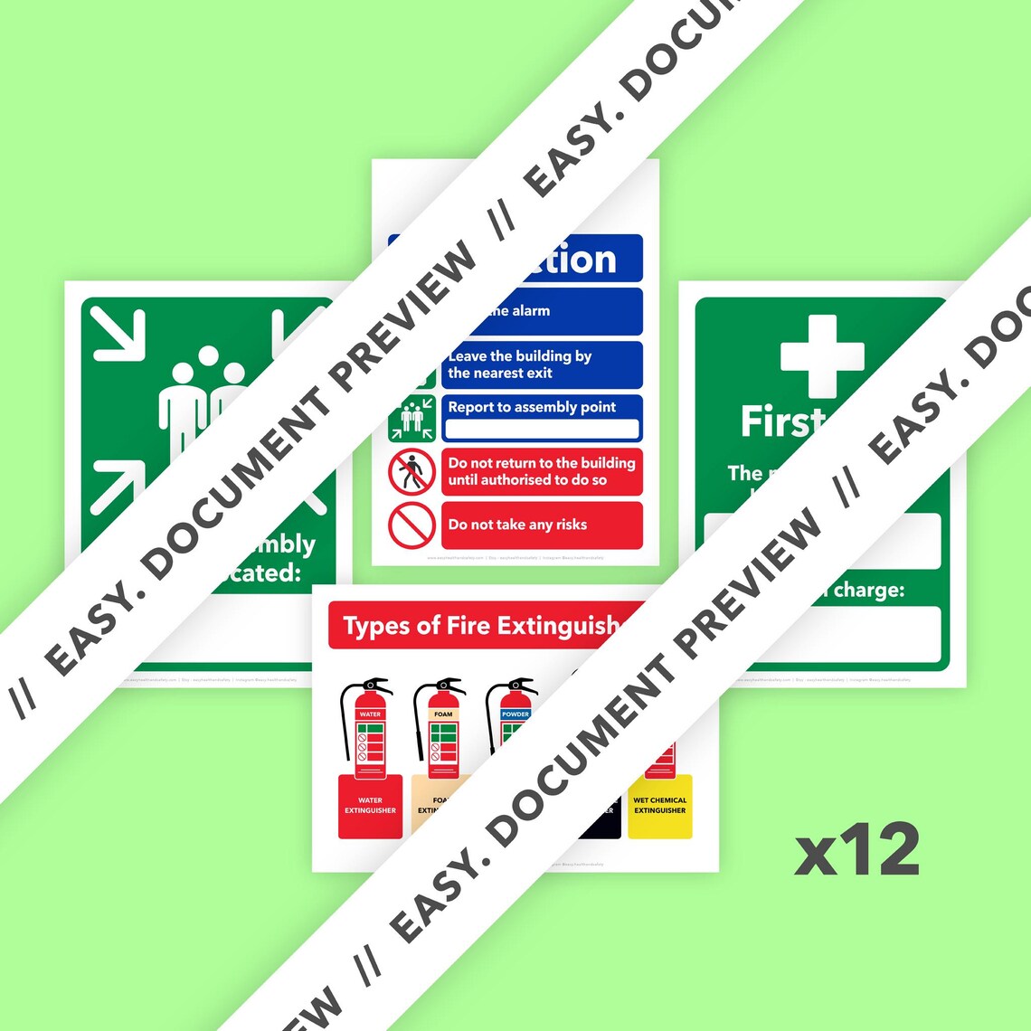 Fire Safety Signage Pack, Download & Print Signs, Health and Safety ...
