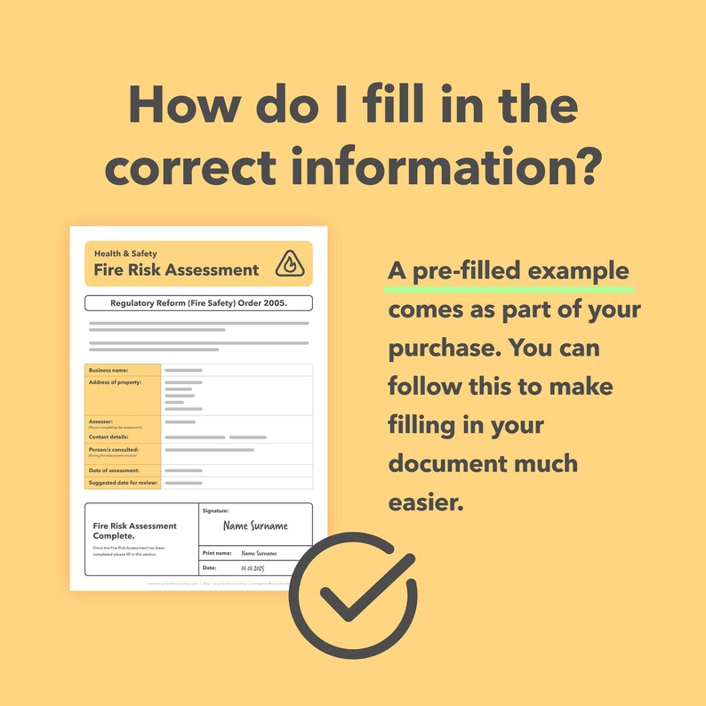 Fire Risk Assessment Form for Small Business, Retail, Office, Ready to ...