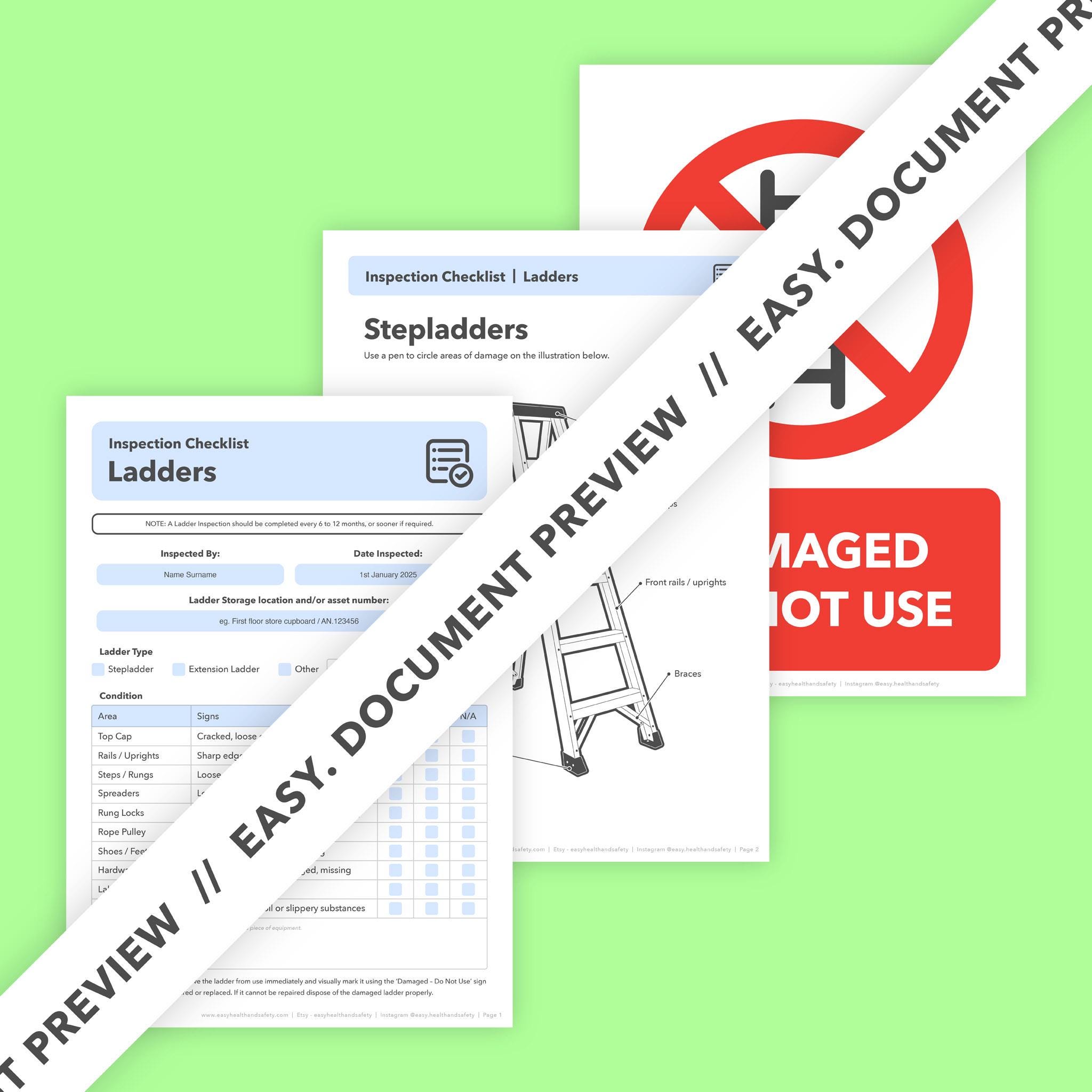 Ladder Inspection Checklist Template, Ensure Your Ladder is Fit for ...